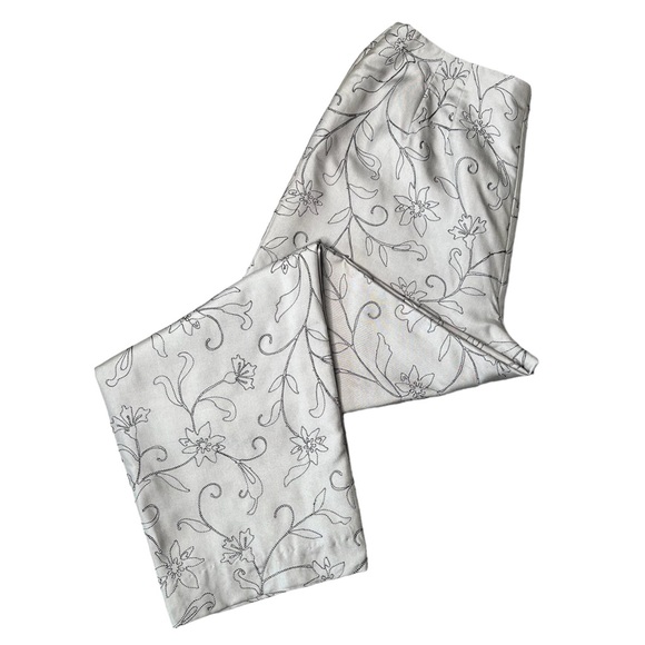 Talbots | Pants & Jumpsuits | Talbots Silver Silk Embellished Wide Leg ...